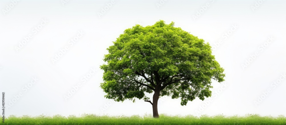 Tree standing alone with copy space image on a white background Stock ...
