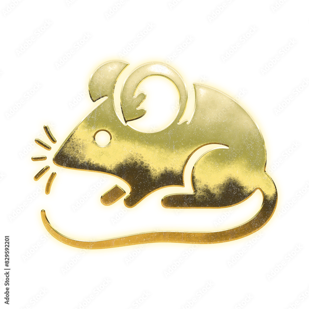 Very realistic golden mouse, alpha channel, transparent background ...