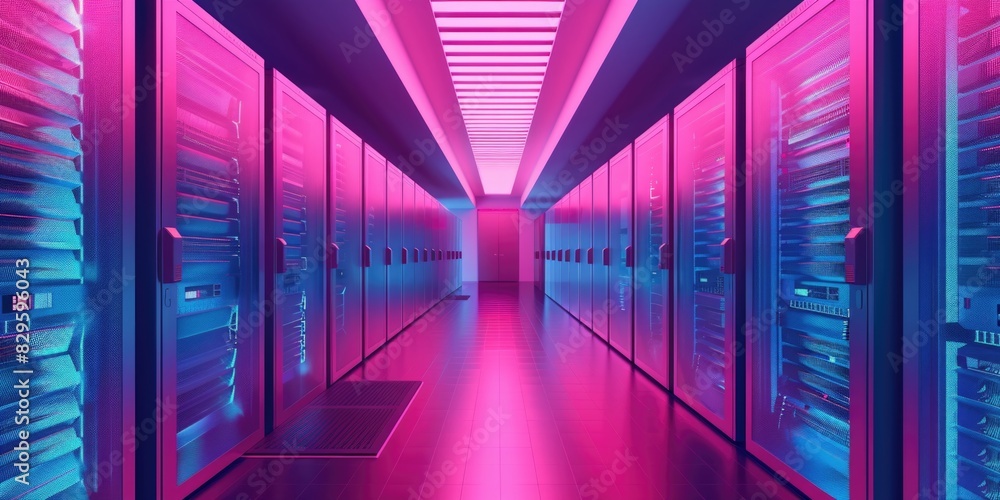 Data Storage Server Room With Blade Servers In Data Center For Cloud