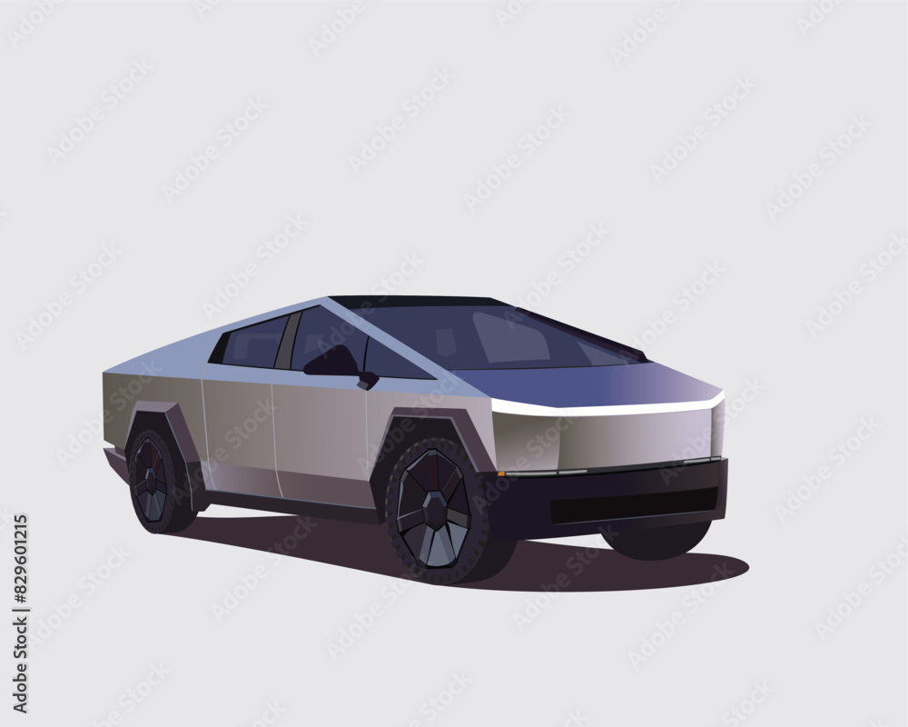 This electric Tesla Cybertruck vector graphic is good for illustrative ...