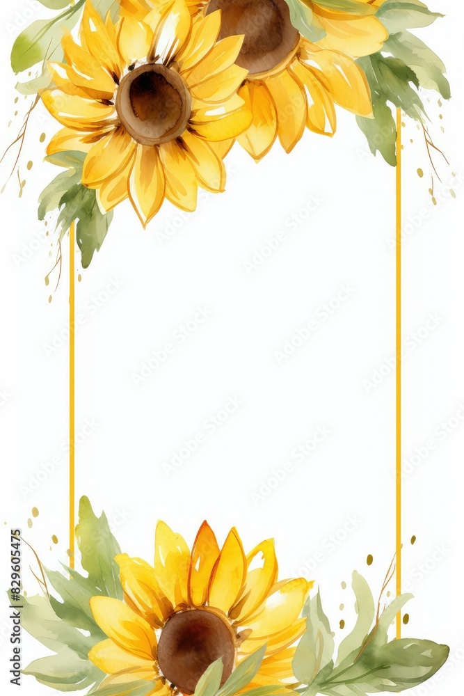 sunflower themed frame or border for photos and text. with bold yellow ...
