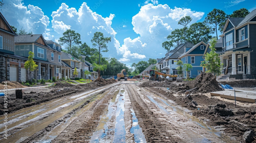 Residential Development: homes in various stages of completion ...