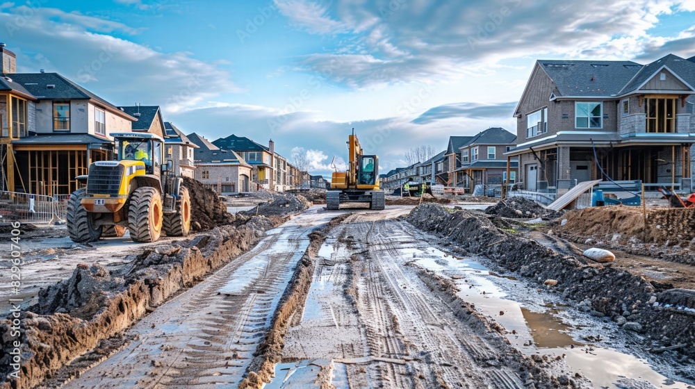 Residential Development: homes in various stages of completion ...