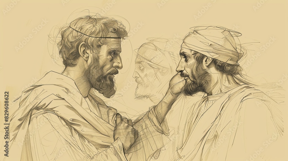 Biblical Illustration: The Conversion of Saul, Blinded on Road to ...