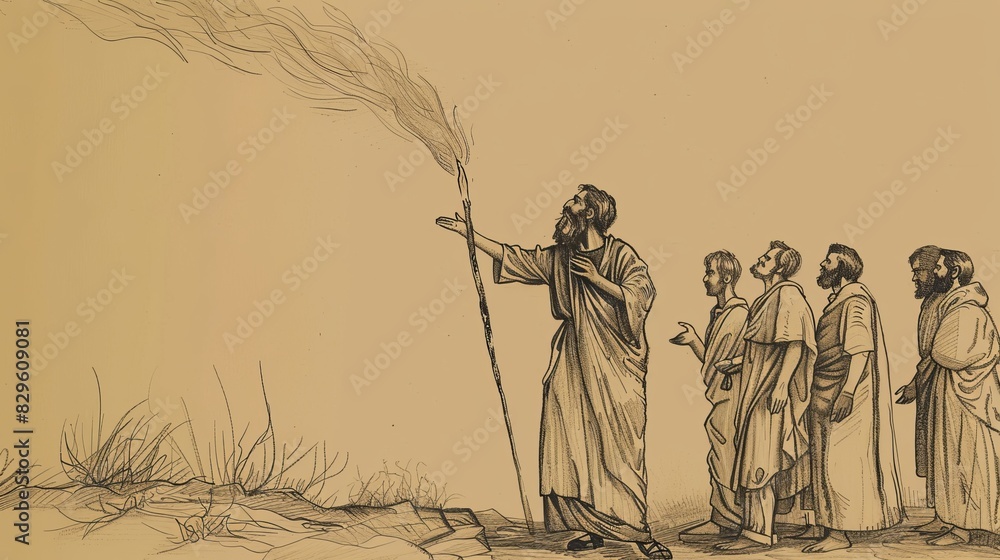 ภาพประกอบสต็อก Biblical Illustration: Elijah and the Prophets of Baal ...