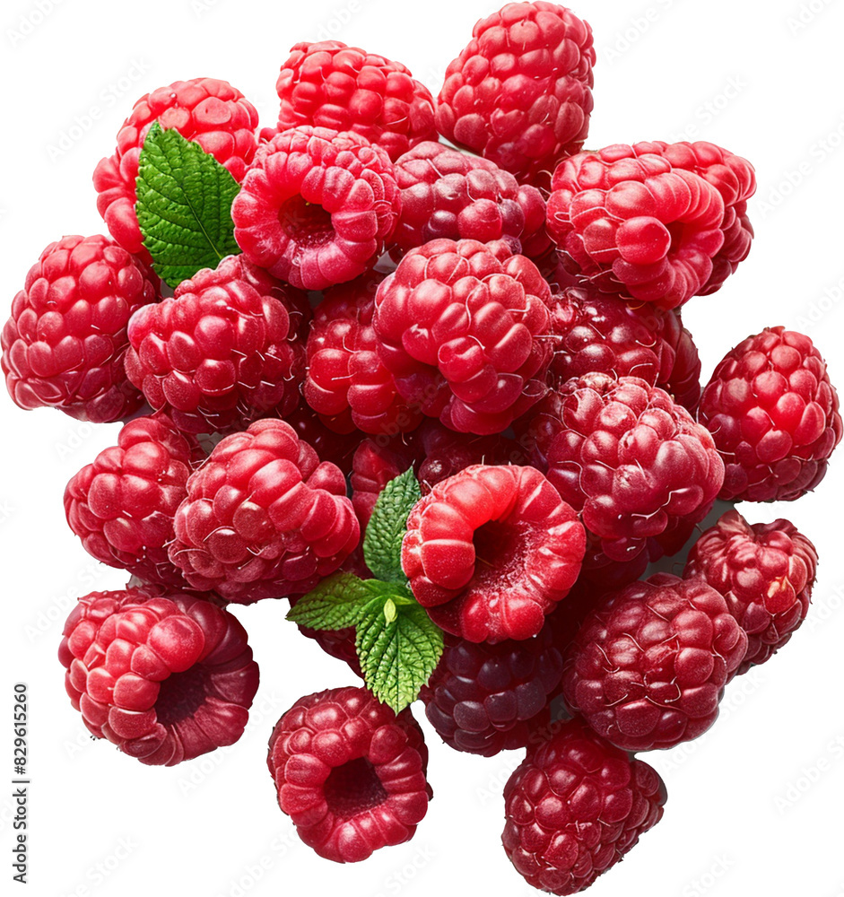 Raspberries, raspberries, isolated image on transparent background, cut ...