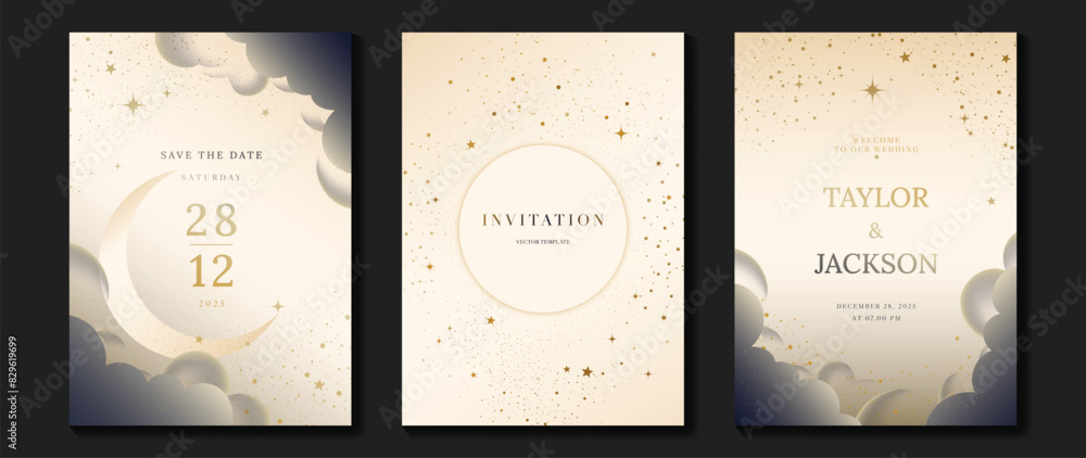 Elegant invitation card design vector. Luxury wedding card with ...