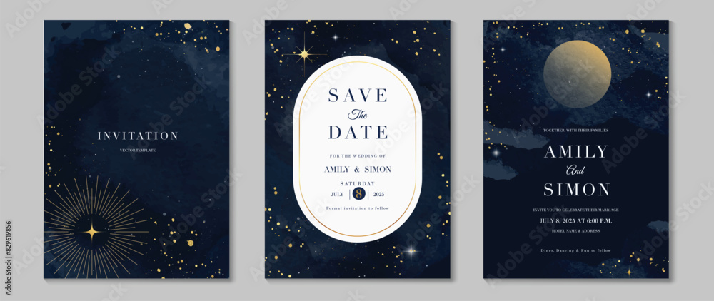 Elegant invitation card design vector. Luxury wedding card with ...