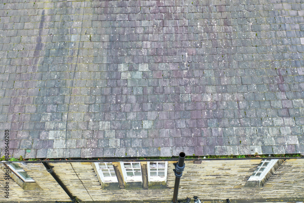 Aerial drone photo of a typical British terrace victorian house in the ...