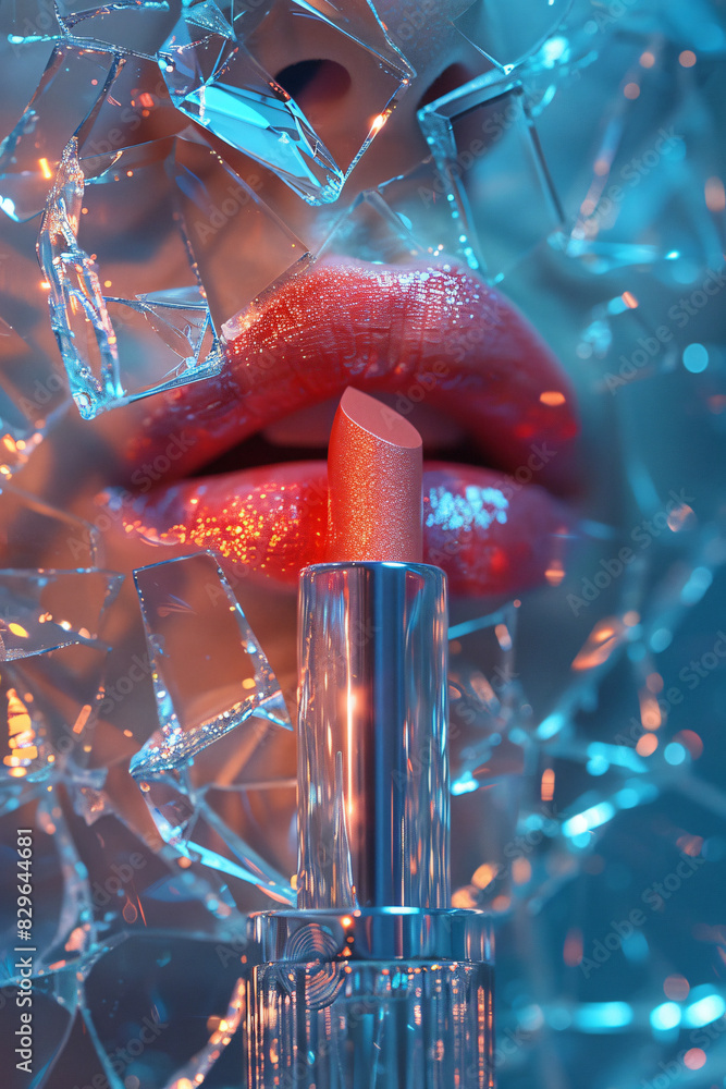 photograph top down flat view lens distortion by hundred of broken ...