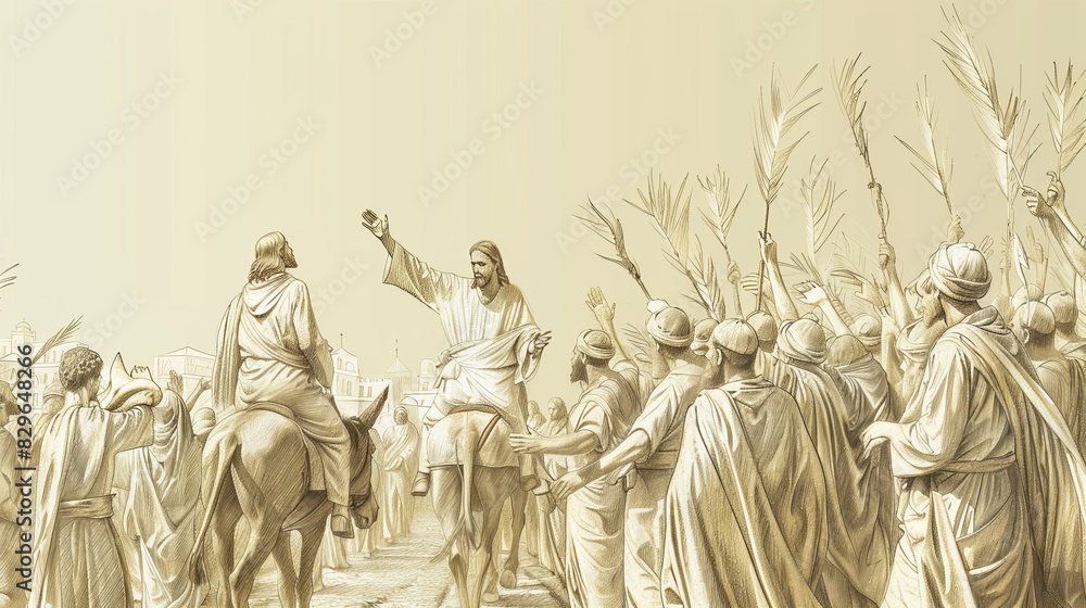 Biblical Illustration: Jesus' Triumphal Entry, Jerusalem, Donkey Ride ...