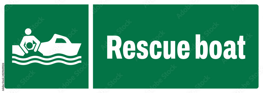 Vetor de ISO emergency and first aid safety signs_rescue boat landscape ...