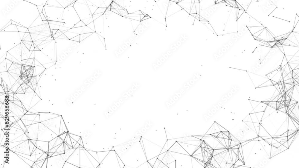 Monochrome animated background. Wave movement of halftone lines. Plexus ...