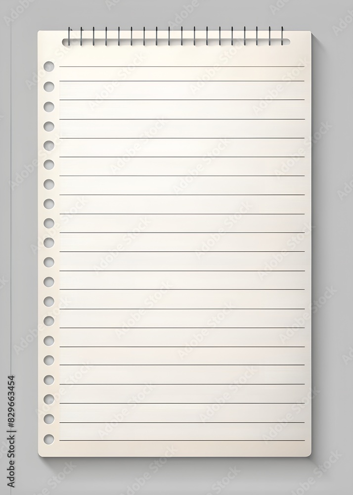blank notebook page Sheet with notes for reps, culinary menu, shopping ...