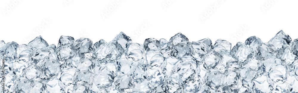 Ice cubes arranged as border frame isolated on white background. PNG ...