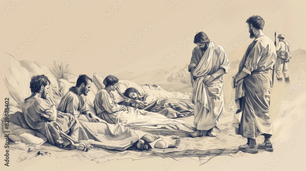 ภาพประกอบสต็อก Biblical Illustration: Jesus' Agony in the Garden ...