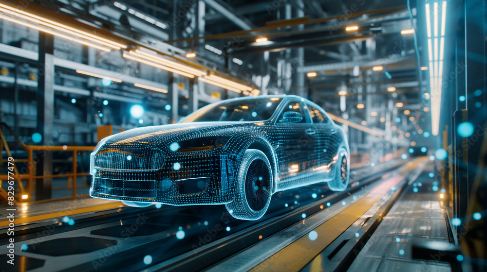 Automotive industry leader assessing vehicle telemetry data on a ...