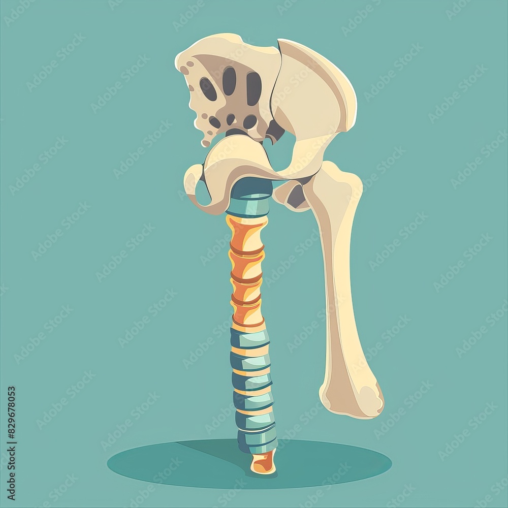 Hip replacement flat design side view rehabilitation theme water color ...