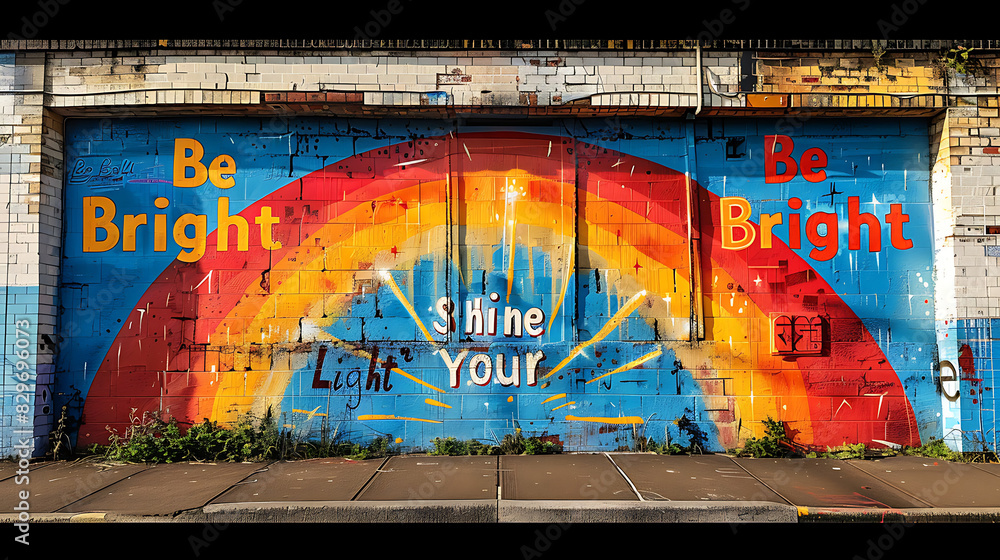 Colorful street art featuring vibrant rainbow with the words Be Bold Be ...
