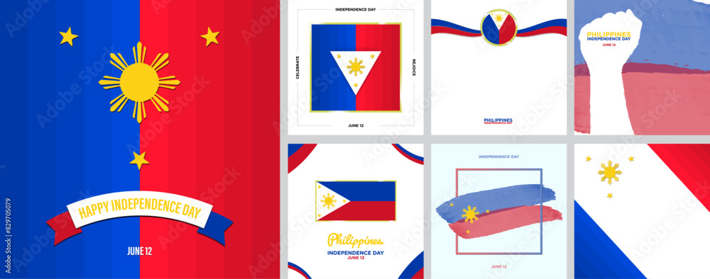 Happy Philippines Independence Day Greeting Card Template Set. June 12 ...