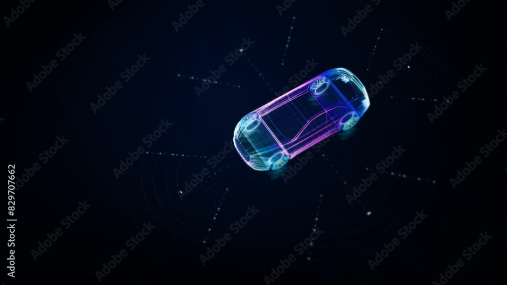 Advanced holographic motion graphics vividly depict an autonomous ...