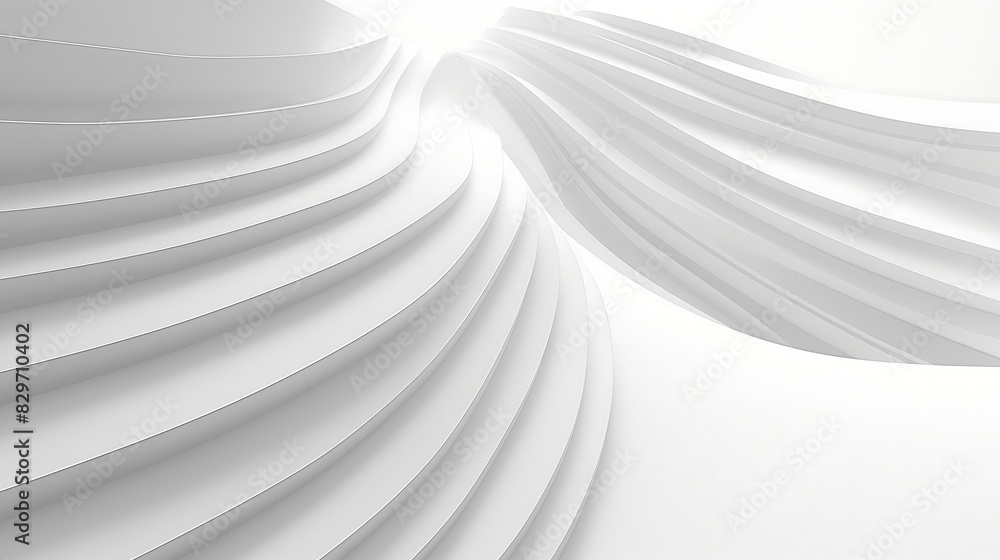 Abstract White Waveforms: Minimalist Modern Art with Fluid Curves Stock ...
