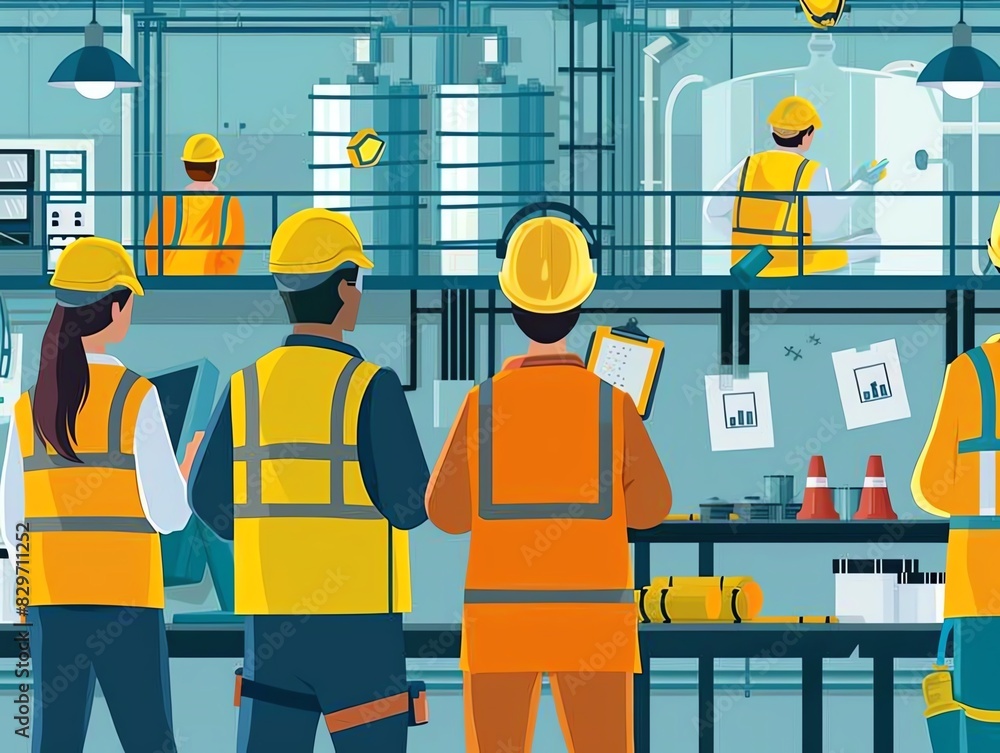 Health and Safety Training Scenes of employees undergoing safety drills ...