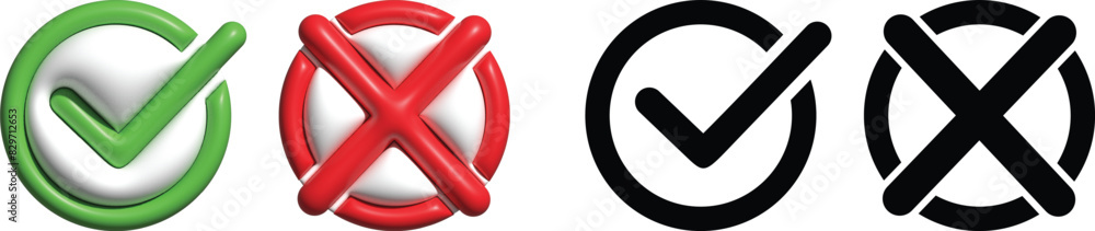 check mark icon button set. check box icon with right and wrong buttons ...