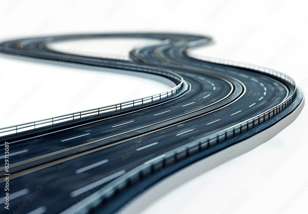 Infinite road route isolated on white background. 3D rendering of ...