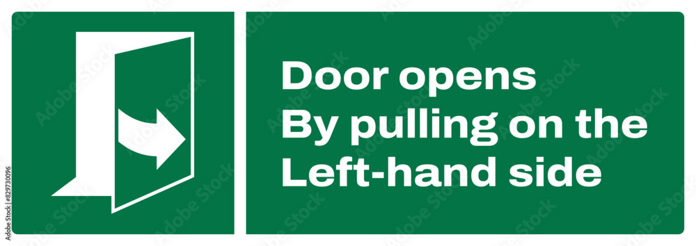 ISO emergency and first aid safety signs_door opens by pulling on the ...