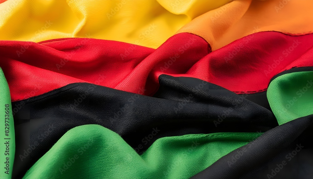 Black History Month banner, vibrant textile texture, red yellow green ...