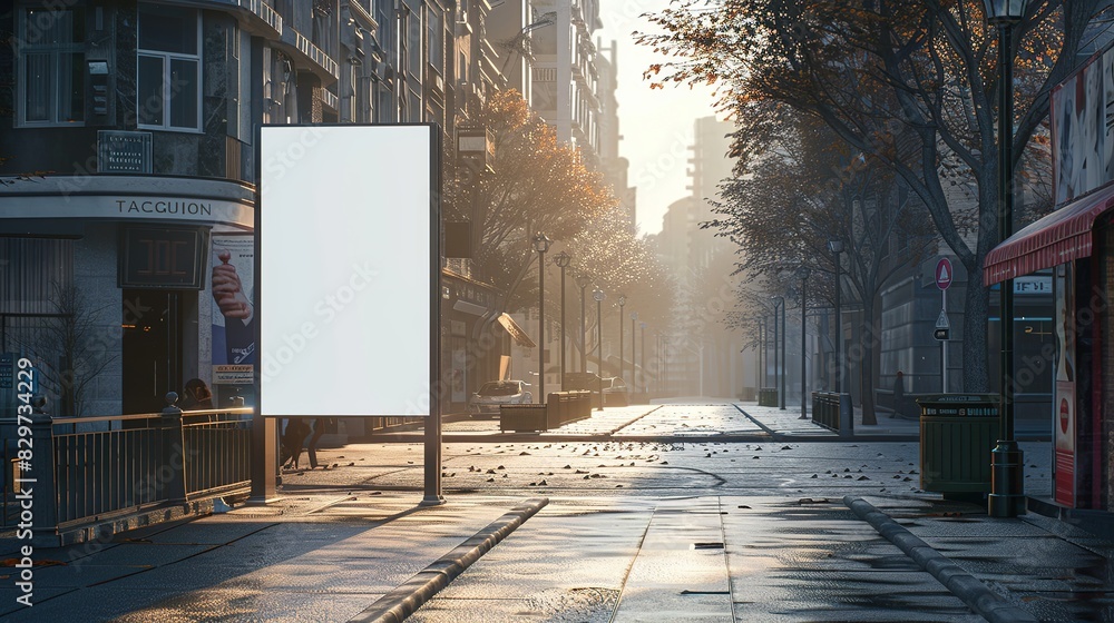 streetscape:Blank White Poster Mockup with Vertical Billboard Stock ...