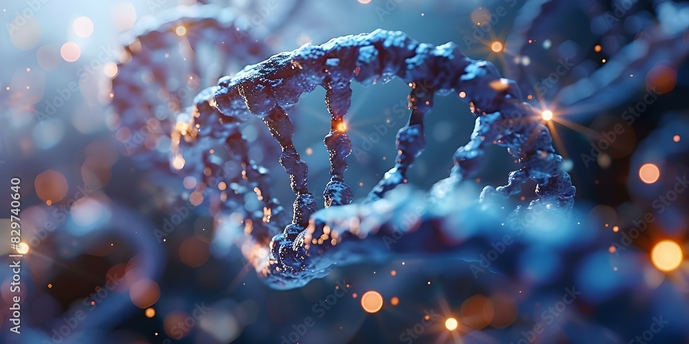 3D rendering of human DNA under microscope using advanced technology ...