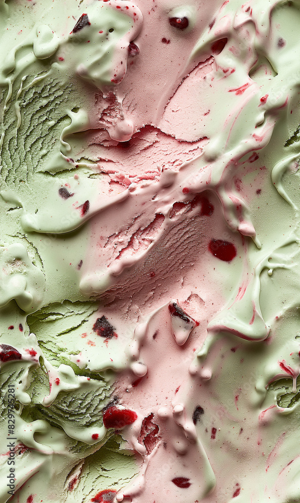 spumoni ice cream surface close-up shot, a closeup of the spumoni ice ...
