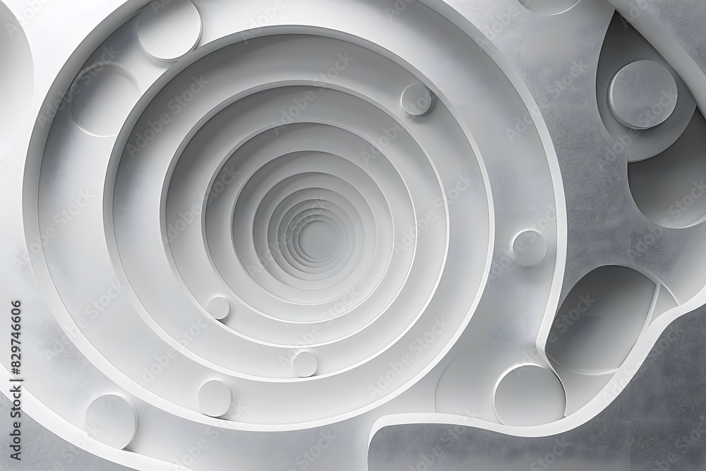 Abstract white 3D rendering background with geometric shapes and ...
