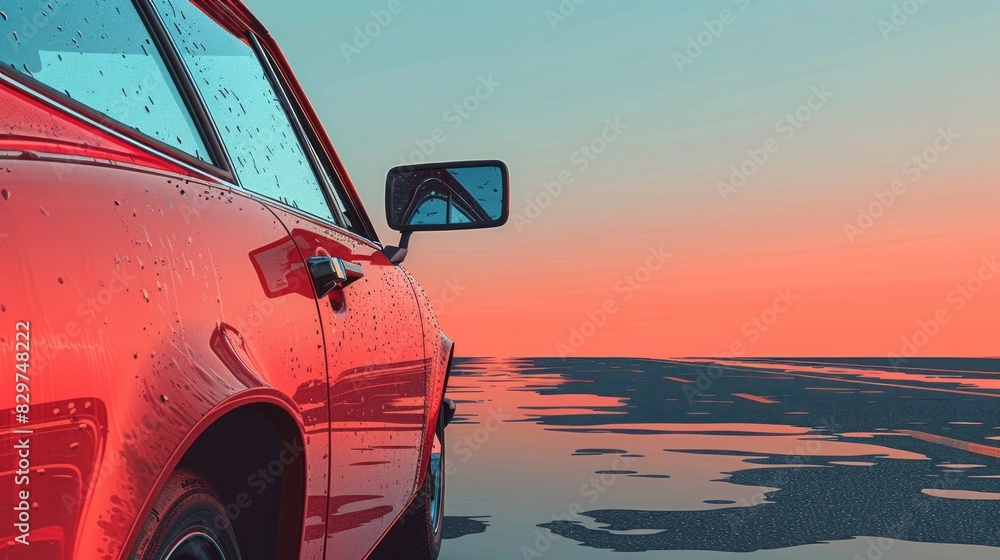 car rearview mirror flat design side view vehicle cartoon drawing ...