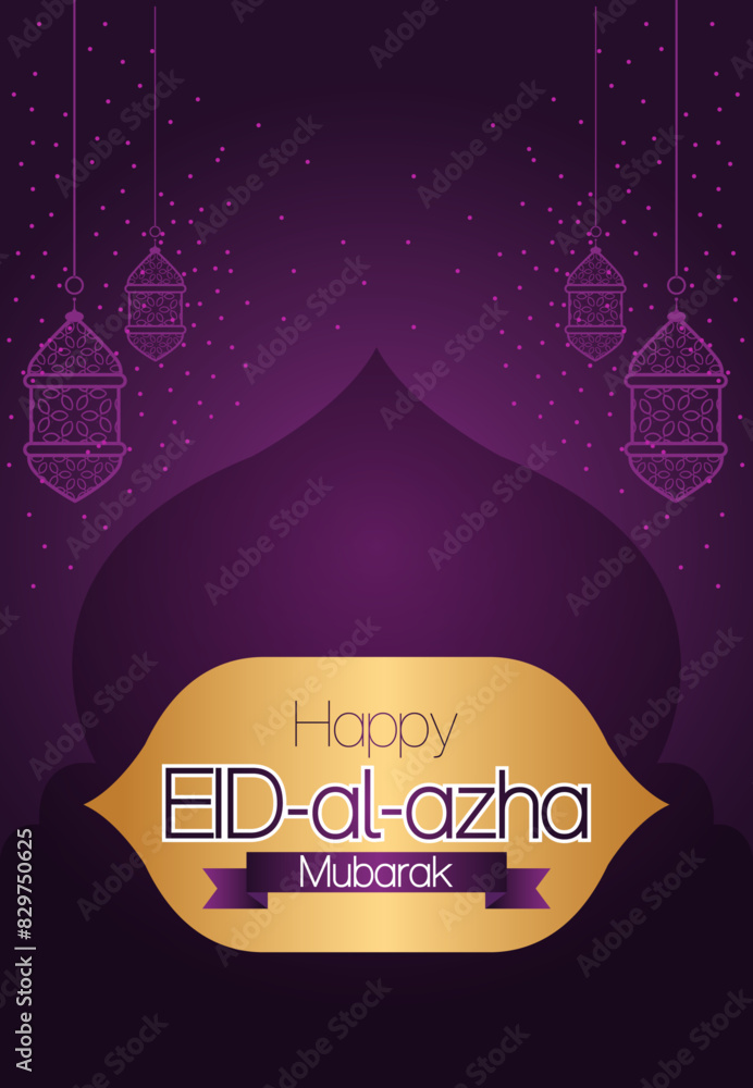 Islamic religious fastival, happy eid-al-adha vector poster template ...