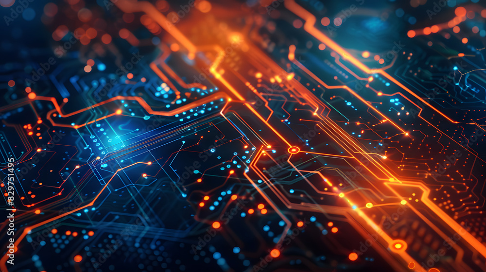 Orange, blue technology backgroundOrange and blue technology background ...