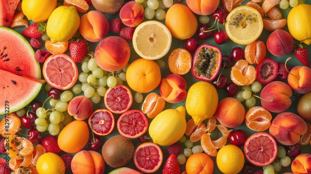 Imagen de muchas frutas juntas que llenan toda la imagen: sandía ...