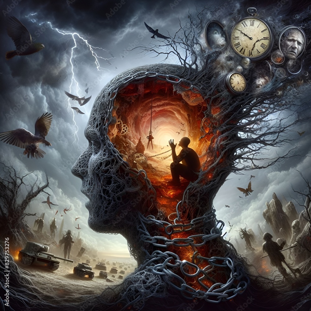 PTSD, A Mind Ensnared by War Memories, Chains of Trauma, and the ...