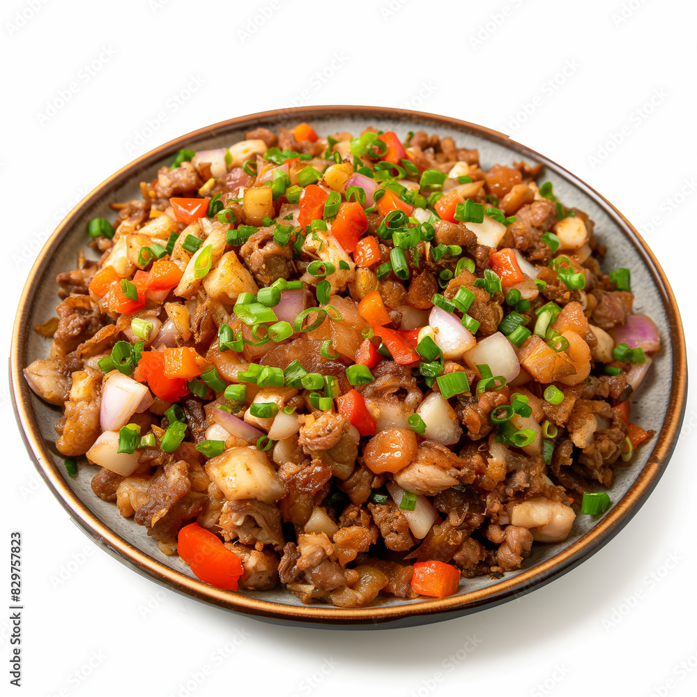 Plate of Sisig (Philippines) isolated on white studio background. Stock ...