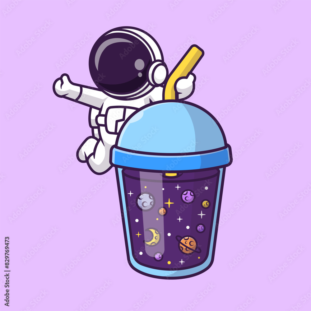 Cute Astronaut With Space Drink Cartoon Vector Icon Illustration ...