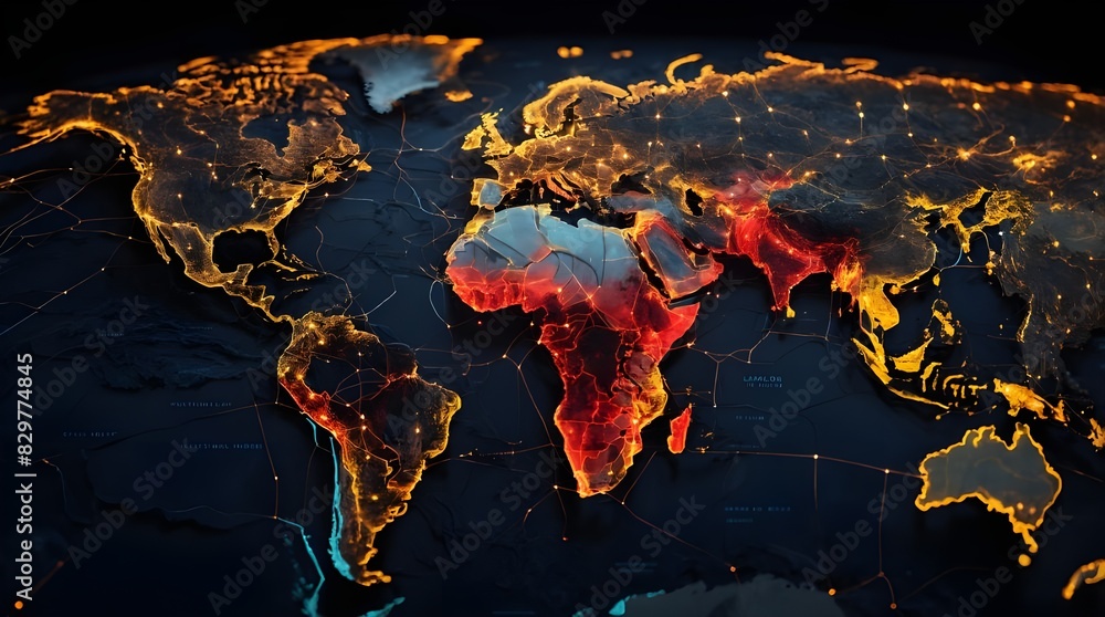 Digital map of the world showcasing major cities, explore the world's ...