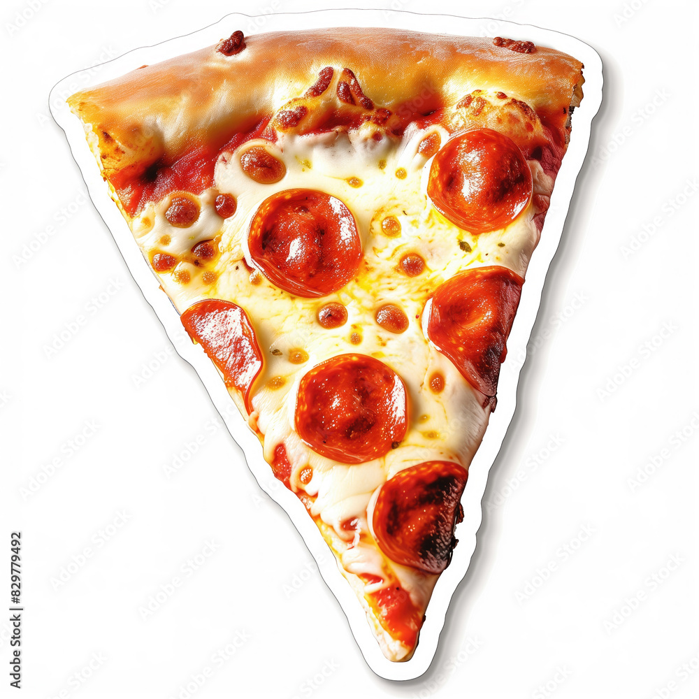 Illustration of a pepperoni pizza slice. Realistic and vibrant digital ...