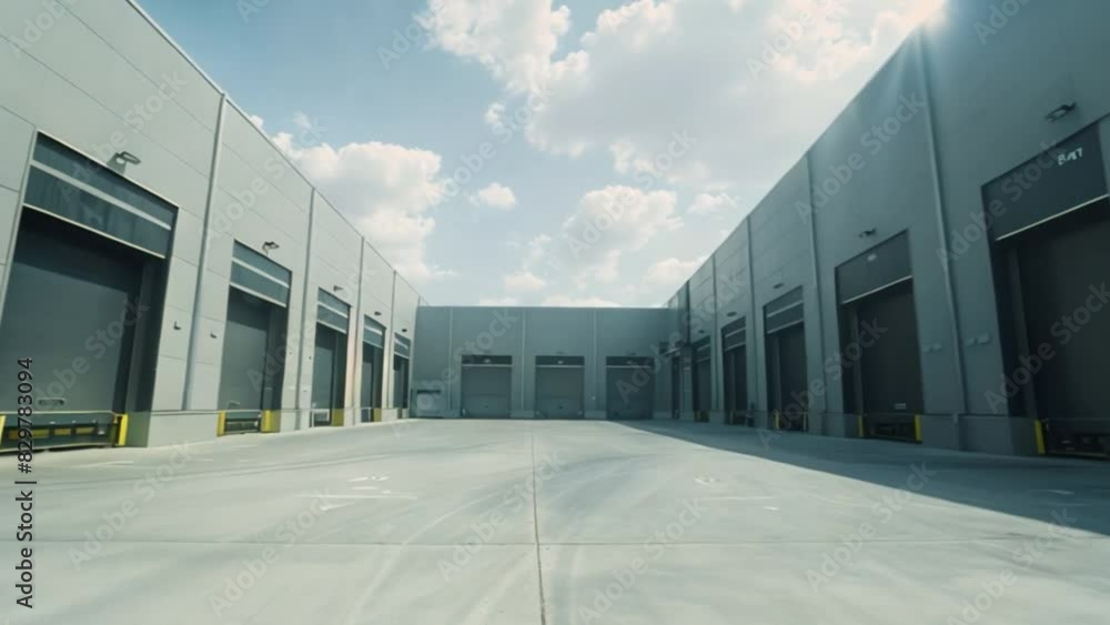 Vidéo Stock Spacious concrete yard in a modern industrial warehouse ...
