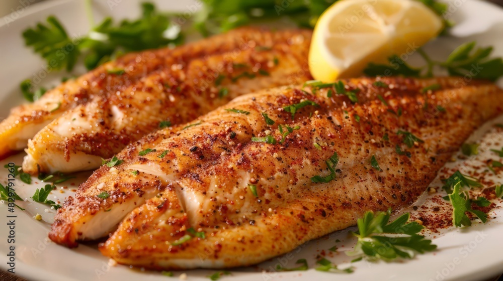 Freshly caught red tilapia is filleted and seasoned with a blend of ...