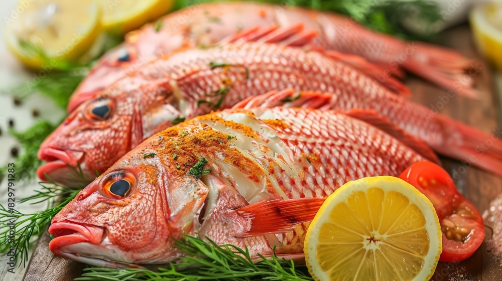 Freshly caught red tilapia is filleted and seasoned with a blend of ...