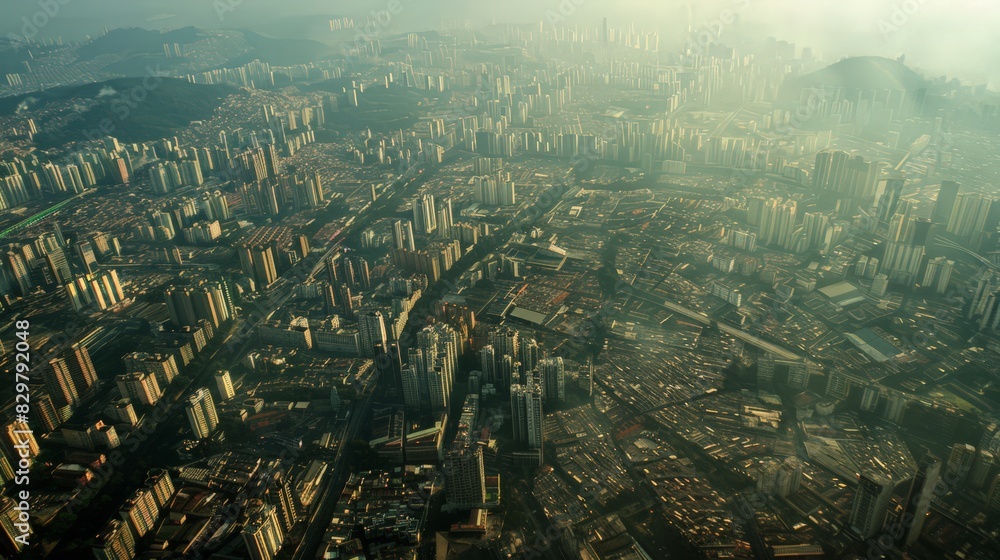 From above, the sprawling cityscape unfolds like a living map, with ...