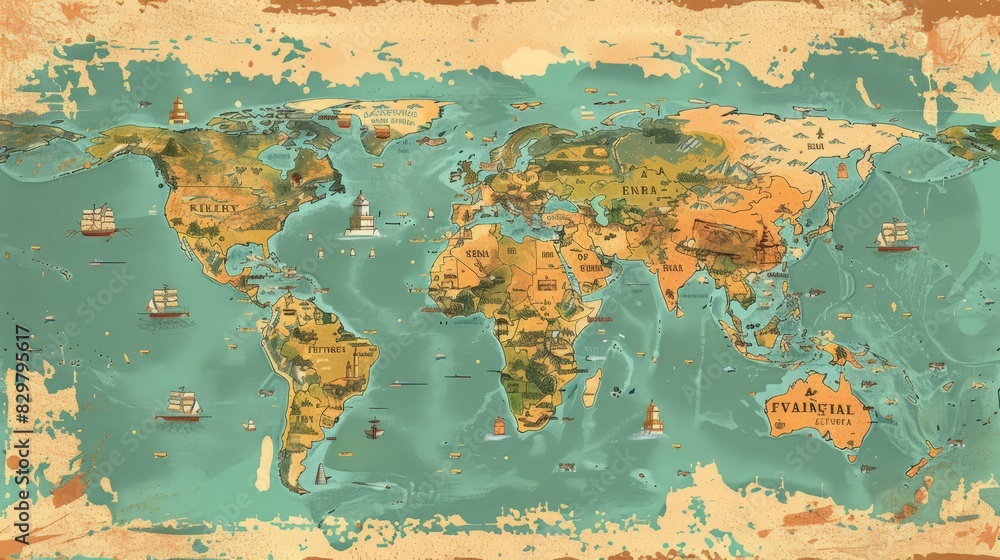 Illustrate a world map showcasing the locations of ancient ...