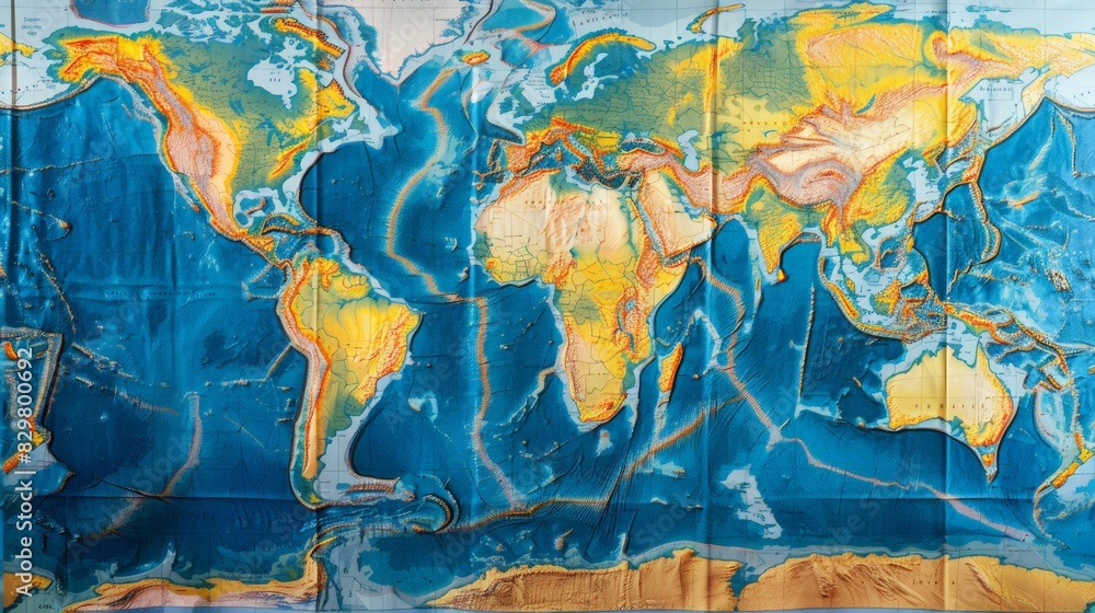 Produce a world map illustrating the tectonic plates and the locations ...